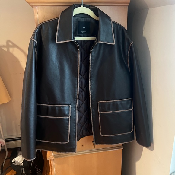 Mango | Jackets & Coats | Nwot Mango Faux Leather Jacket With Tan ...